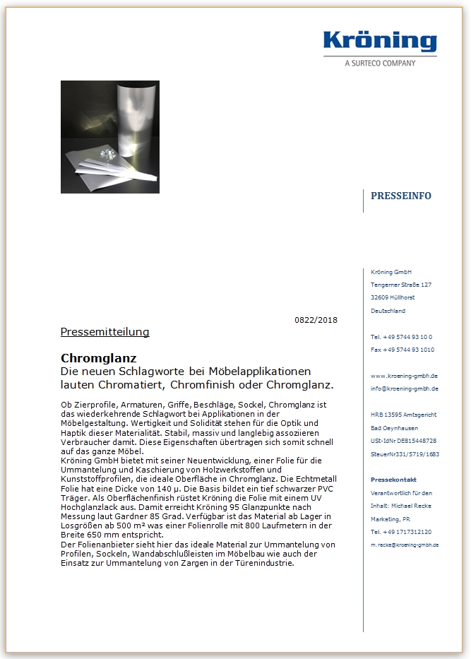 Current Press Releases | Kröning GmbH